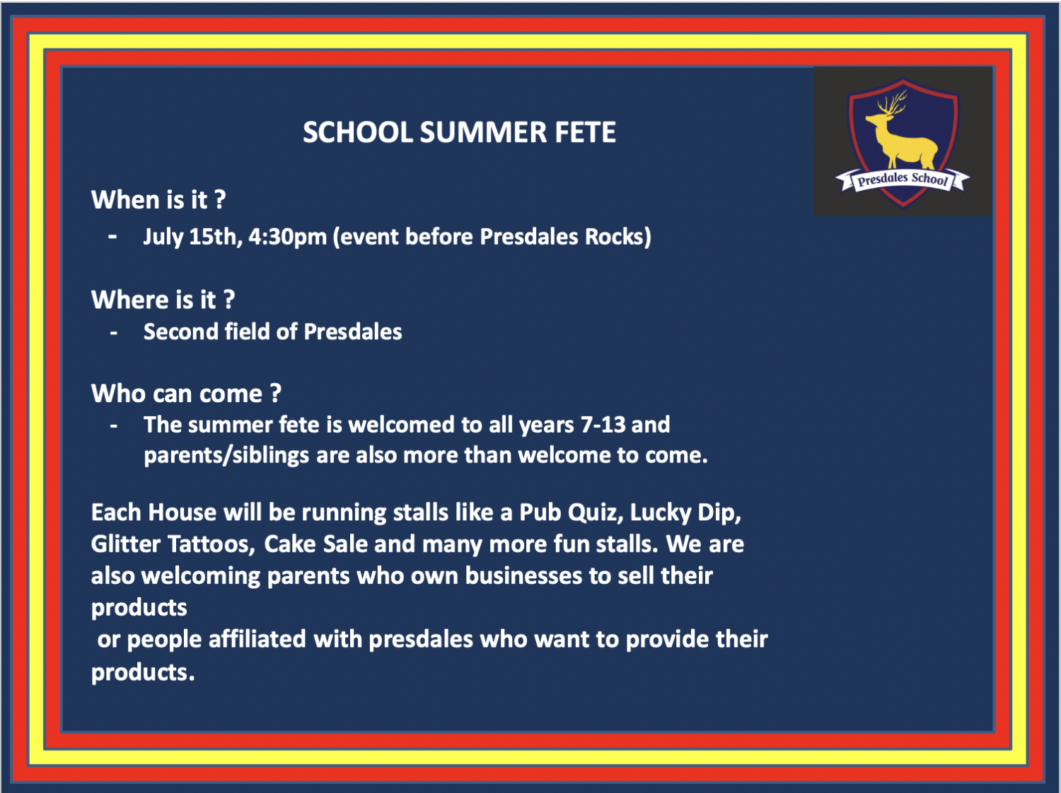 Presdales School Summer Fete – Presdales School & Sixth Form | Ware ...
